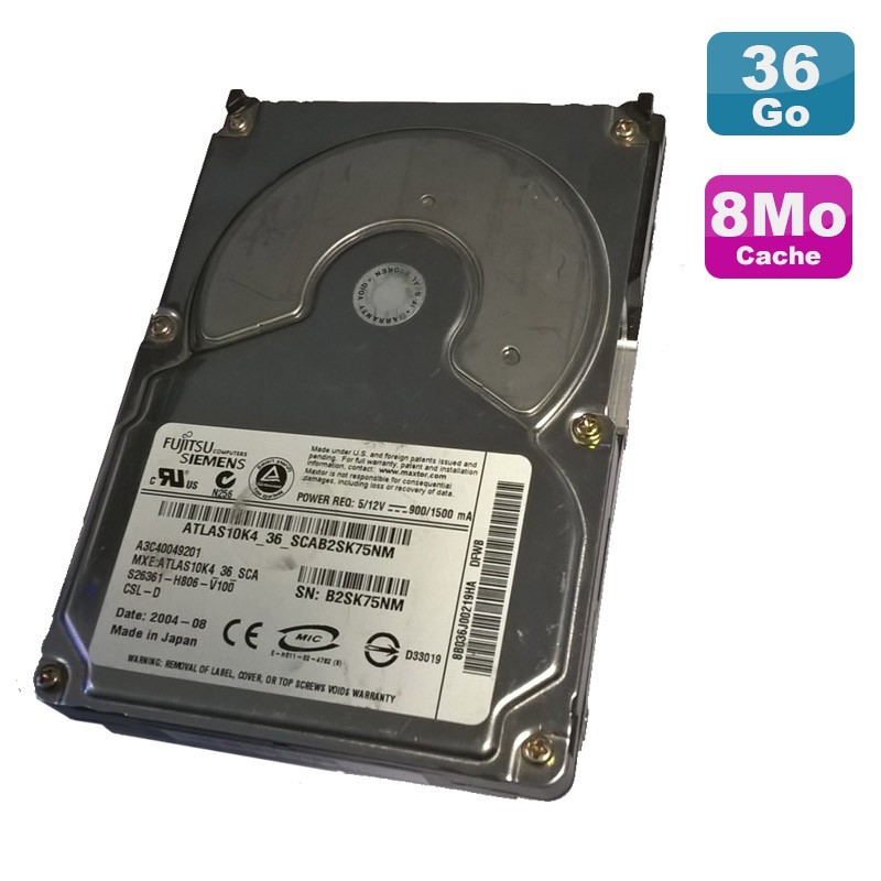 Disque Dur 36.7Go SCSI 80Pin 3.5" Fujitsu A3C40049201 10000RPM 8Mo ...