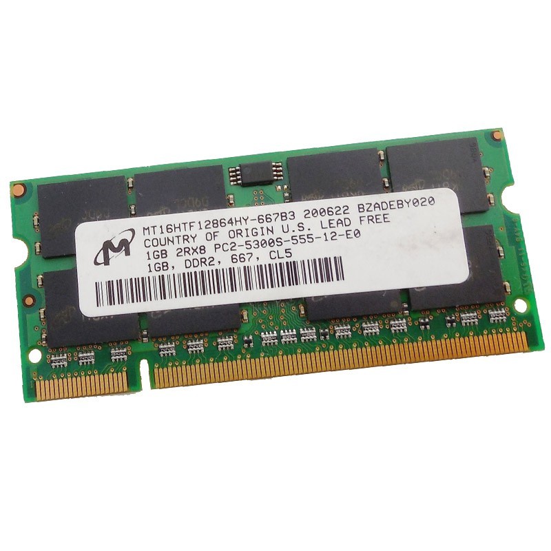 1Go RAM PC Portable SODIMM Micron MT16HTF12864HY-667B3 PC2-5300U DDR2 ...