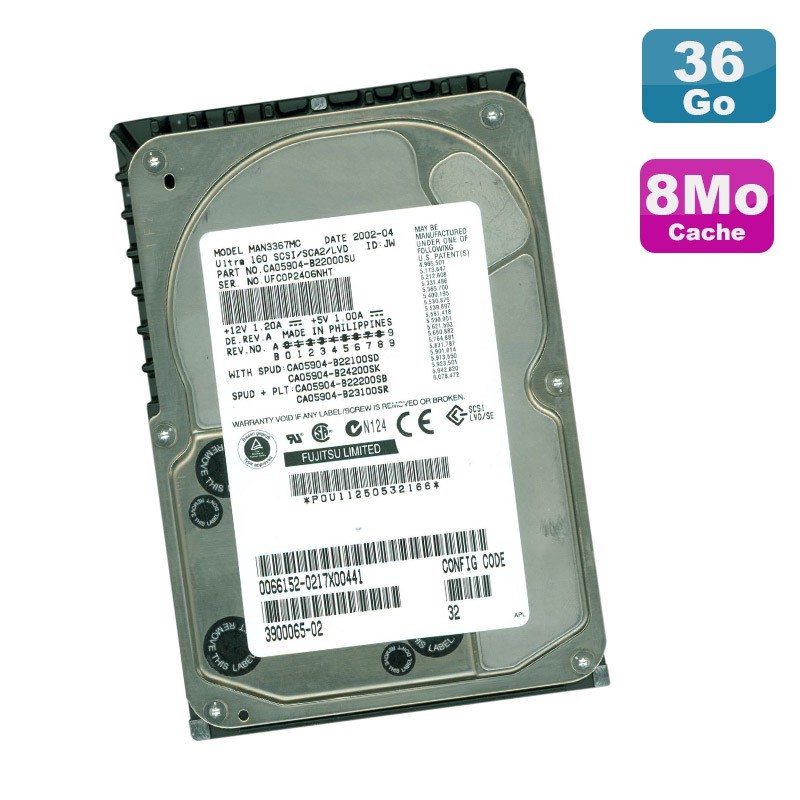 Disque Dur SCSI 36.7Go Fujitsu MAN3367MC CA05904-B20300DL Ultra160 10K ...