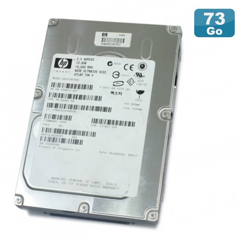Disque Dur 72.8Go Ultra320 SCSI 3.5" HP ATLAS BD07287B4C 80Pin 10000RPM ...