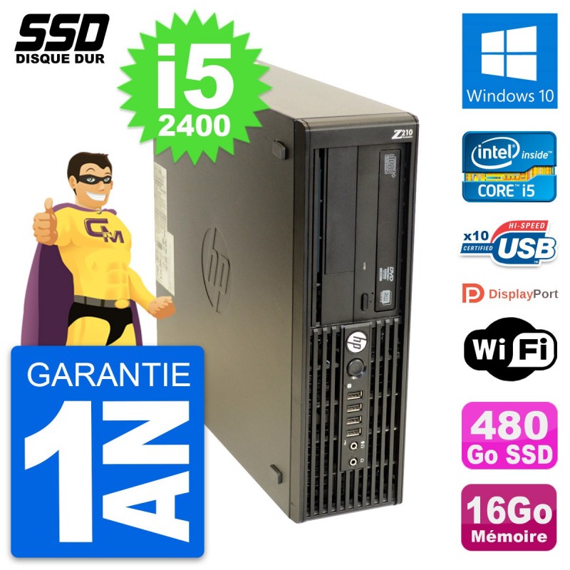 PC HP WorkStation Z210 SFF Intel i5-2400 RAM 16Go SSD 480Go Windows 10 ...
