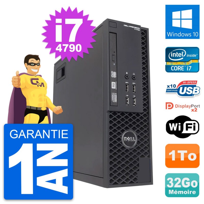 PC Dell Precision T1700 SFF Intel i7-4790 RAM 32Go Disque 1To Windows ...
