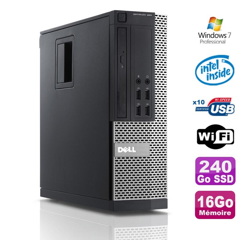 PC Dell Optiplex 990 SFF Intel G630 2.7GHz 16Go Disque 240Go SSD DVD ...
