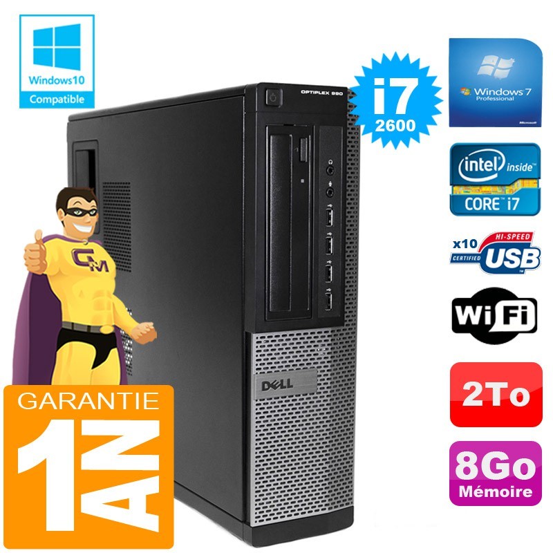 PC DELL Optiplex 990 DT Core I7-2600 Ram 8 Go Disque 2 To Graveur DVD ...
