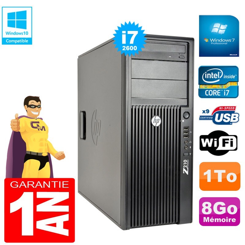 PC Tour HP WorkStation Z210 I7-2600 RAM 8Go Disque 1To Graveur DVD Wifi ...