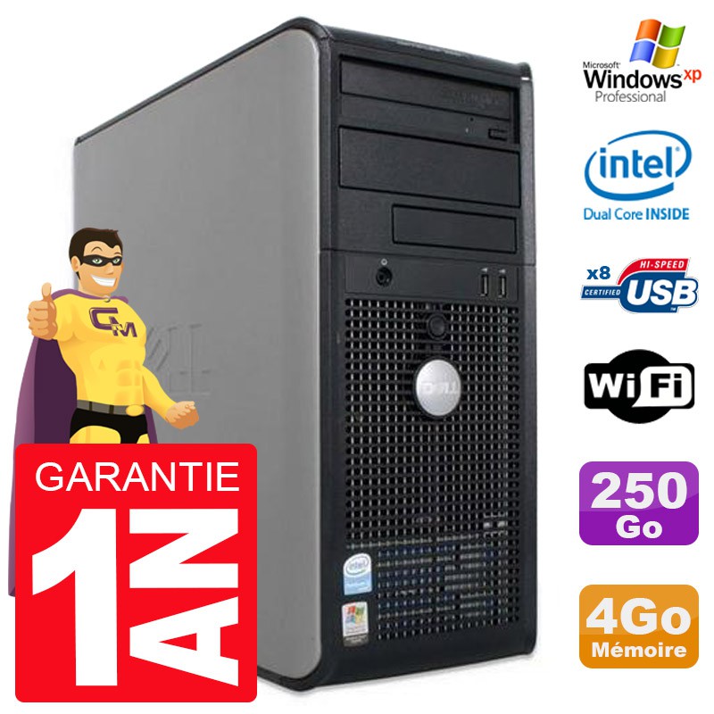 PC DELL 760 Tour Intel E5200 RAM 4Go Disque 250Go Windows XP Pro ...