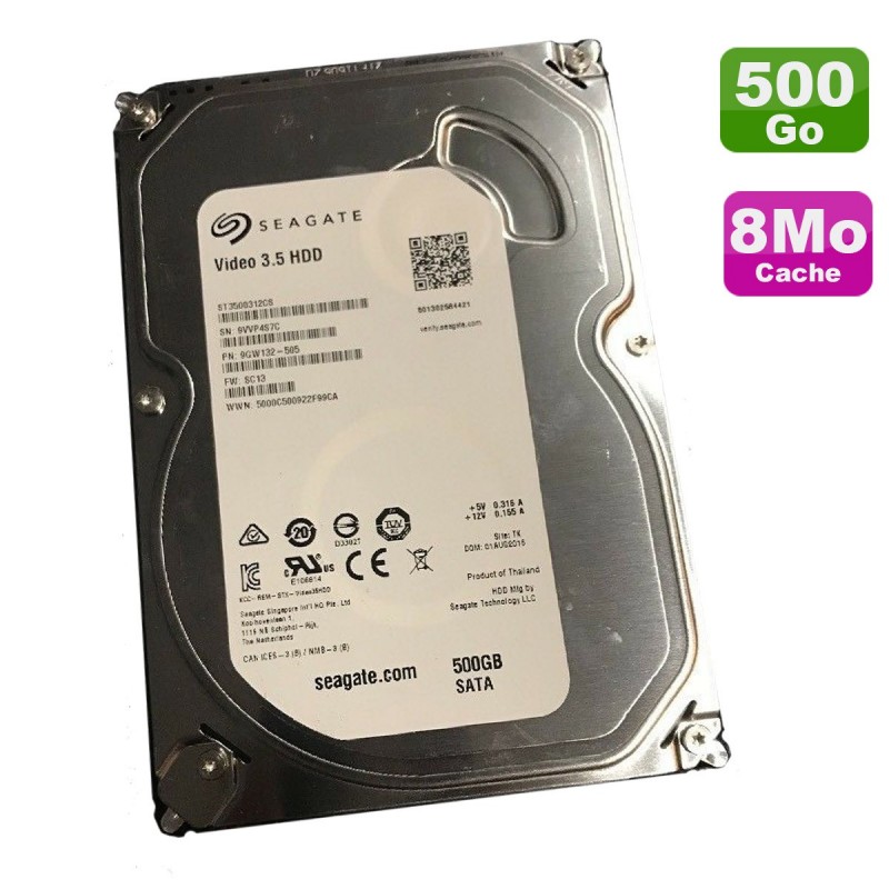 Disque Dur 500Go SATA 3.5" Seagate Video ST3500312CS 9GW132-075 5900RPM ...