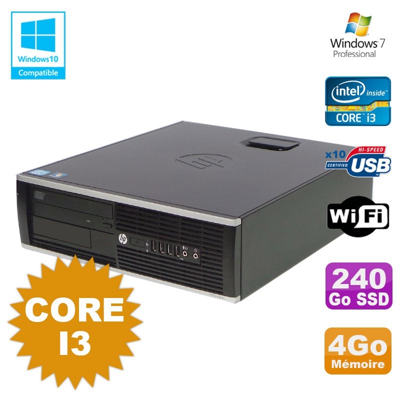 PC HP Compaq 6200 Pro SFF Core i3 3.1GHz 4Go 240Go SSD DVD WIFI W7 Pro ...