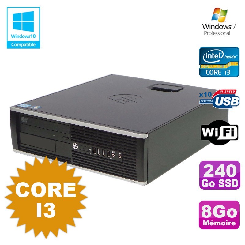 PC HP Compaq 6200 Pro SFF Core i3 3.1GHz 8Go 240Go SSD DVD WIFI W7 Pro ...